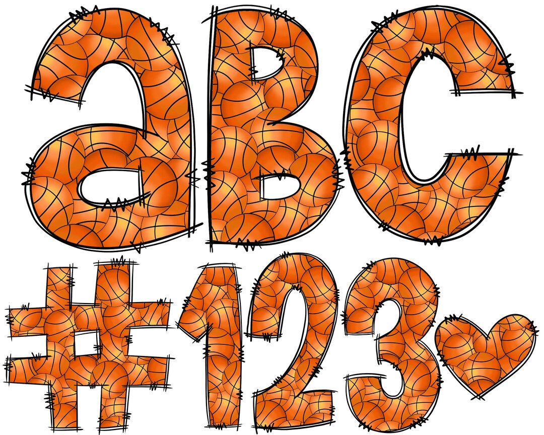 Basketball Doodle Letters Clipart, Basketball Letters Clip Art, Sports ...