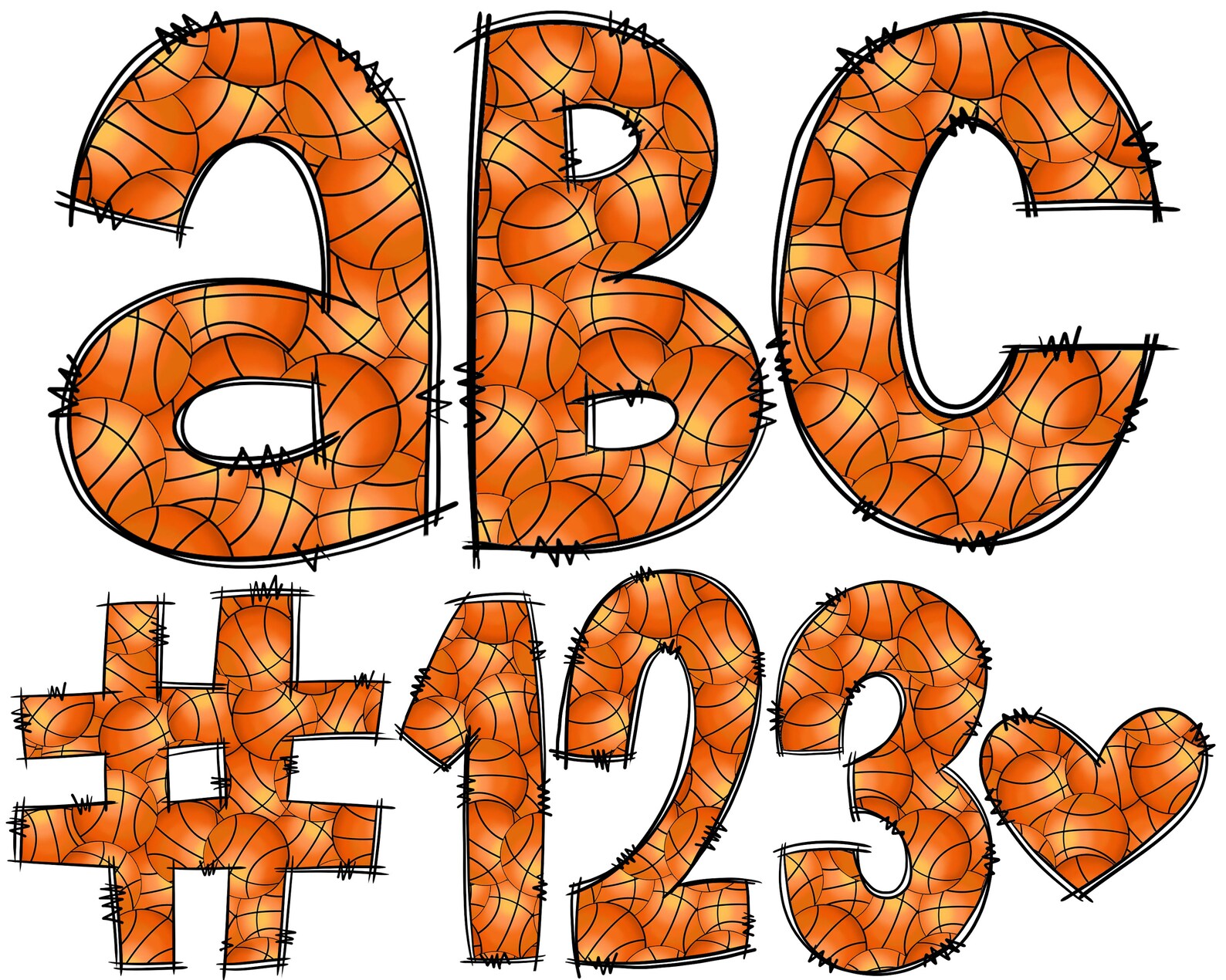 Basketball Doodle Letters Clipart Basketball Letters Clip - Etsy