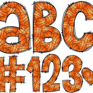 Basketball Doodle Letters Clipart, Basketball Letters Clip Art, Sports ...