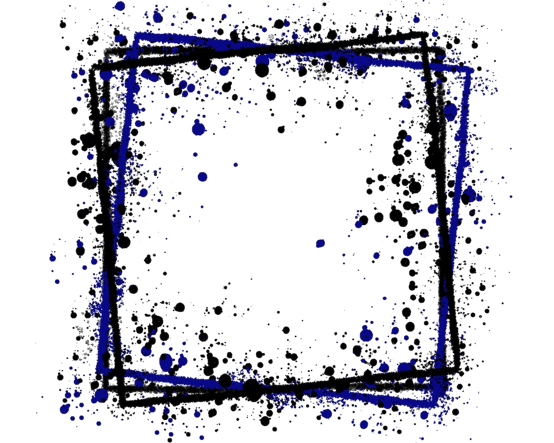 Frame Splatter Blue Black Background Printable Artwork Splash Frame ...