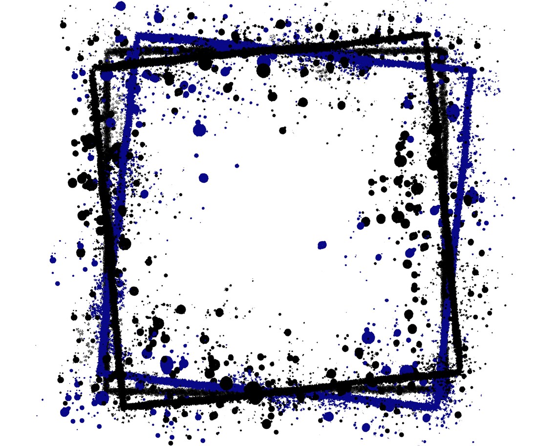 Frame Splatter Blue Black Background Printable Artwork - Etsy