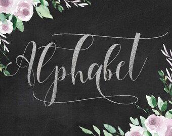 Chalkboard Alphabet Clip Art Chalk Digital Clipart Font | Etsy