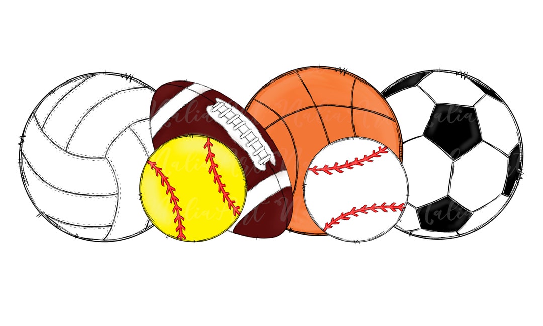 Softball Baseball Basketball Volleyball Soccer Rugby Sublimation Design ...
