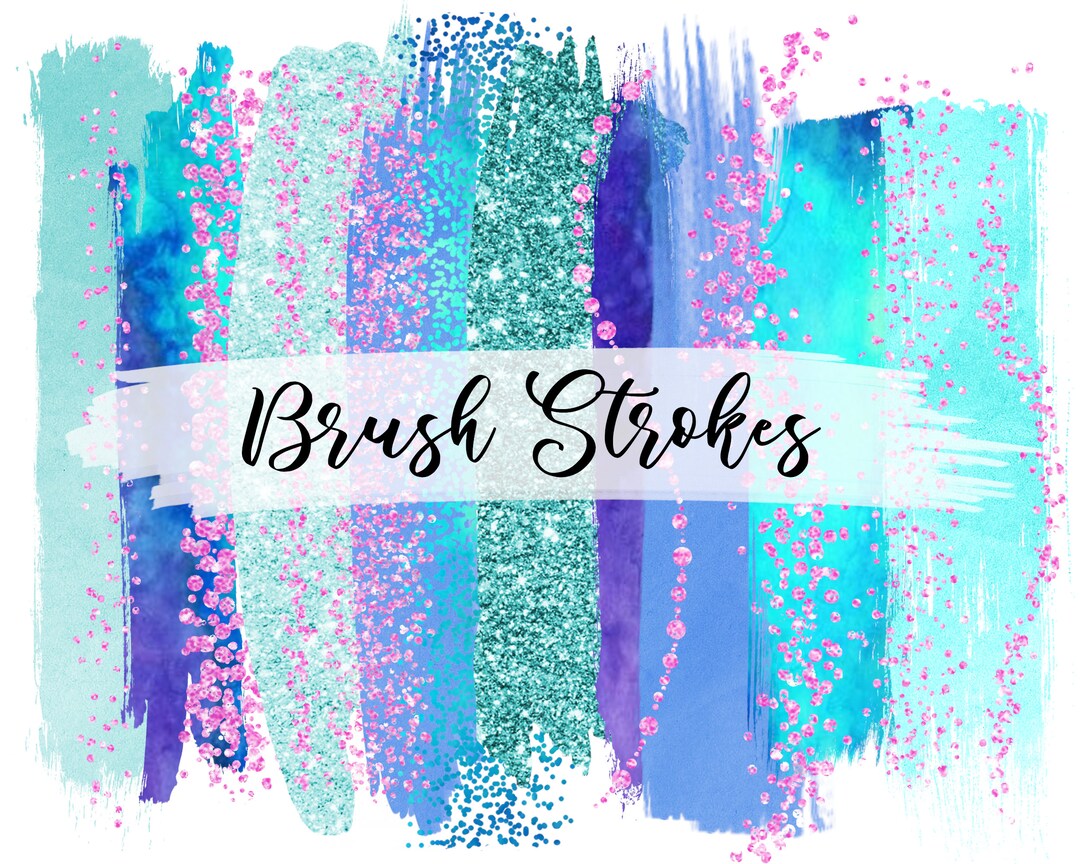 Blue Brush Strokes Clipart, Pink Glitter Clipart, Confetti, Gold ...
