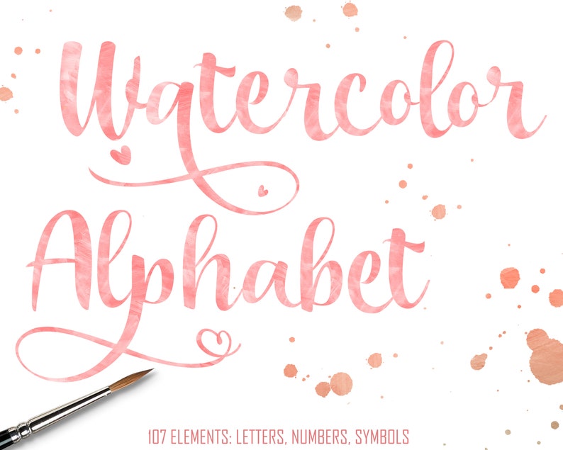Pink Watercolor Alphabet Clipart Watercolor Letters Digital - Etsy