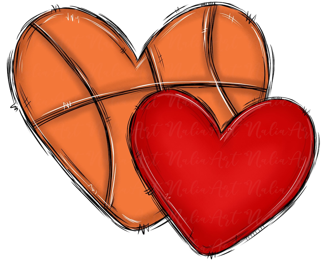 Heart Basketball Heart Red PNG Sport Heart Heart Watercolor Sublimation ...