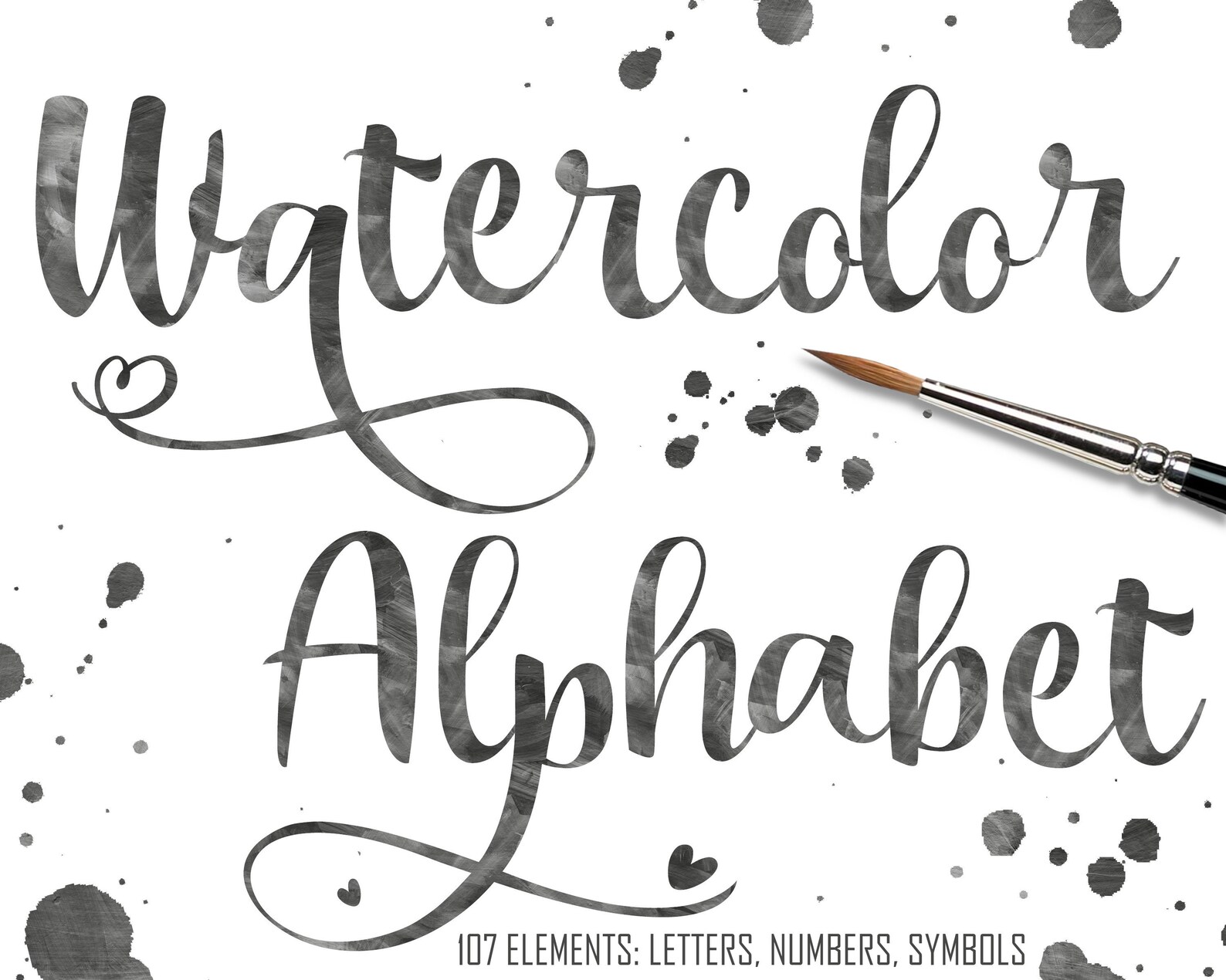Black Watercolor Alphabet Clipart Watercolor Letters Digital - Etsy
