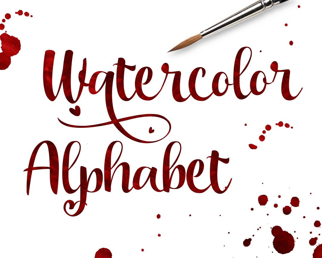 Red Watercolor Alphabet Clipart, Watercolor Letters, Digital Clipart ...