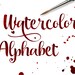 Red Watercolor Alphabet Clipart, Watercolor Letters, Digital Clipart ...