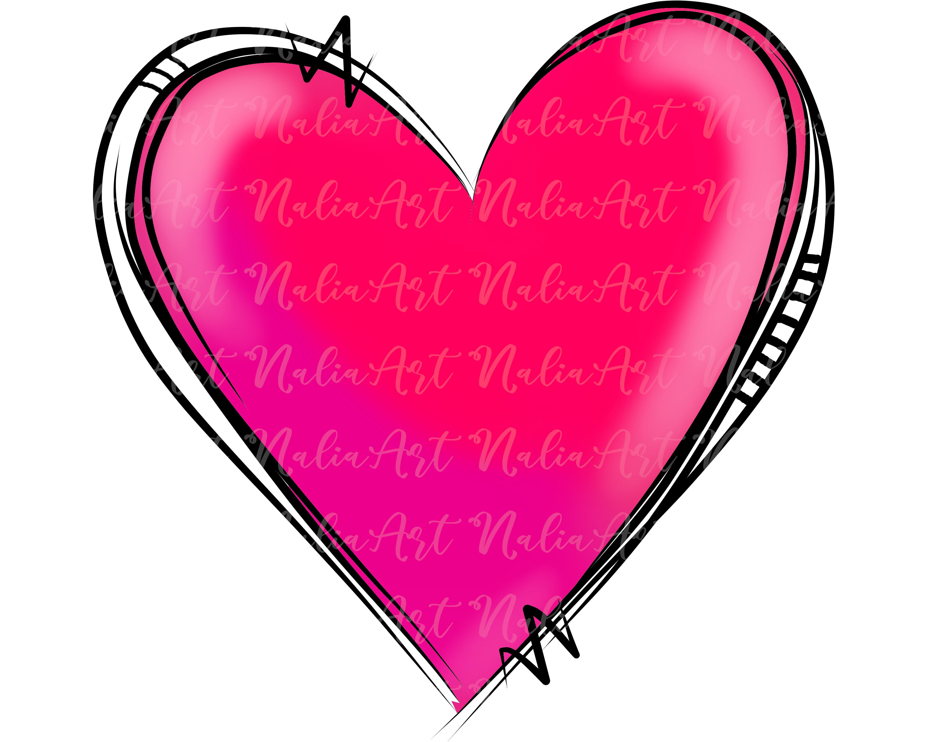 Pink Heart Cluster Doodle