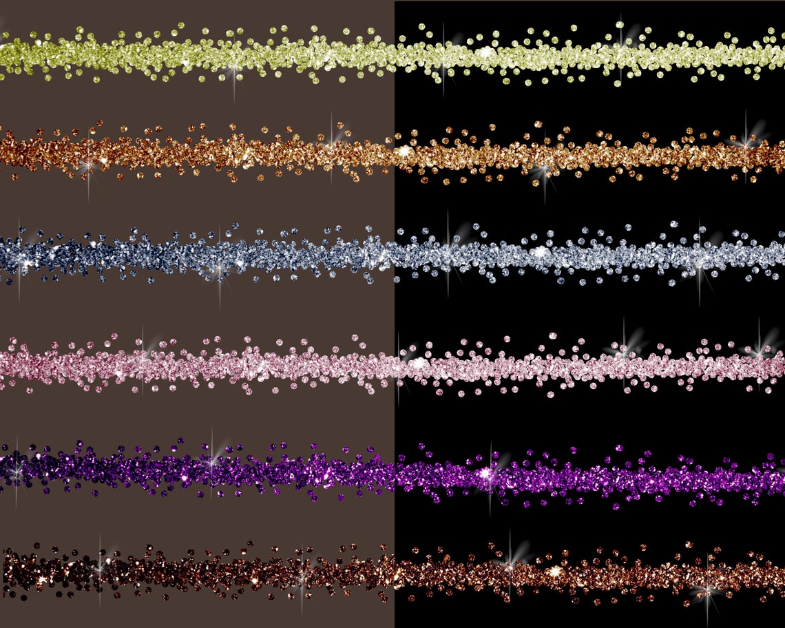 Glitter Lines, Borders Glitter 18 Digital Clipart, Gold, Silver ...