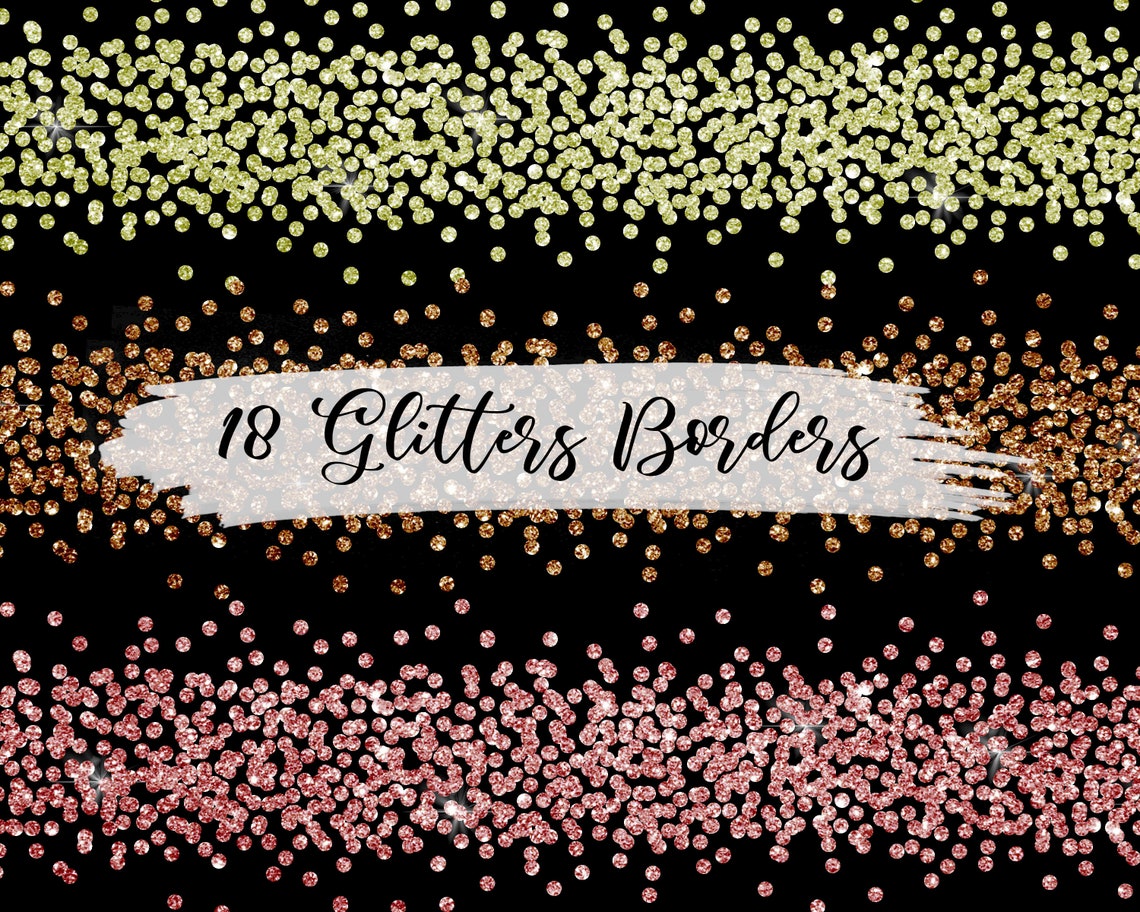 Gold Glitter Border Confetti Borders Clipart Gold Glitter - Etsy