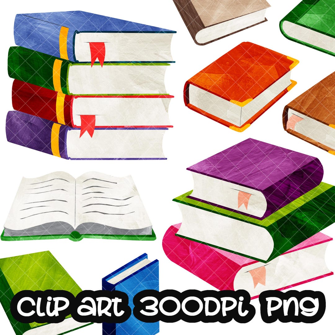 Books Clipart Watercolor Book Digital Clip Art Bookmarks PNG - Etsy