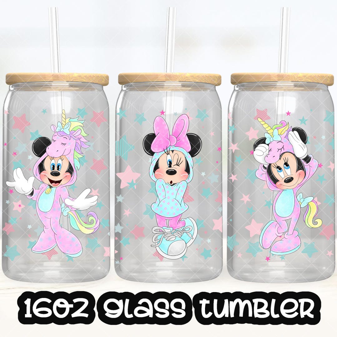 Minnie Cup PNG File DIGITAL DOWNLOAD 16oz Glass Tumbler Design, Mickey ...