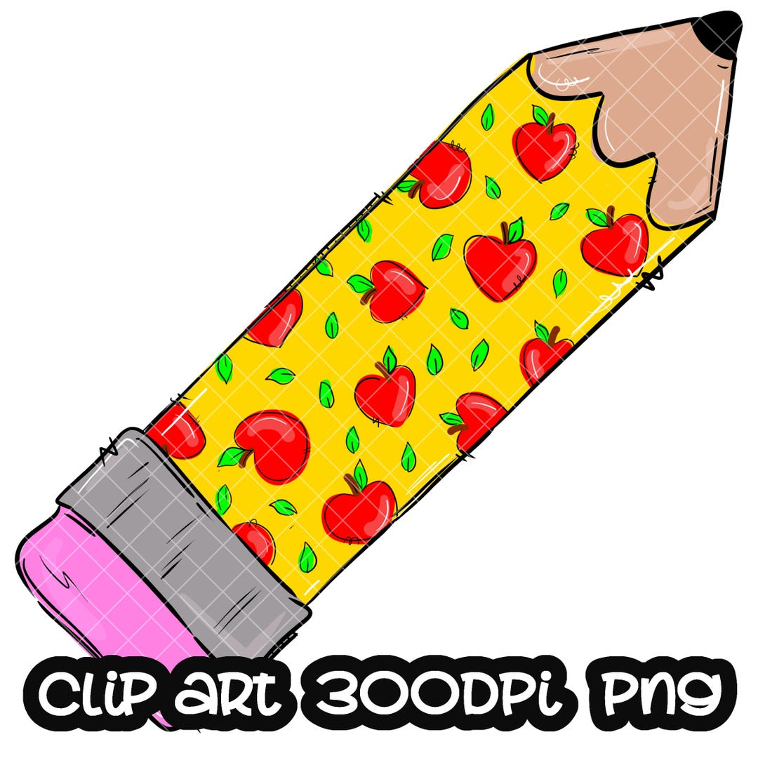Teacher Sublimation Design PNG Pencil Apple Hand Drawn Digital Download ...
