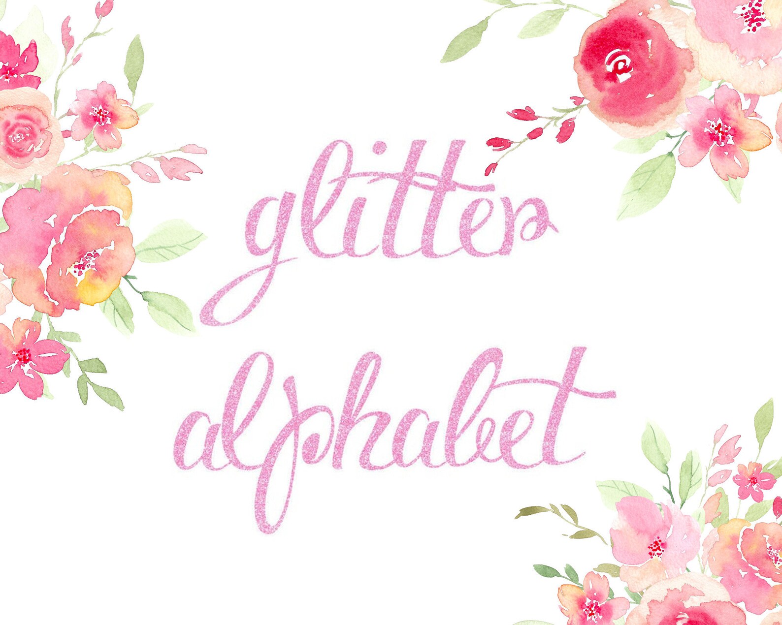 Pink Glitter Alphabet Clip Art Pink Alphabet Digital - Etsy
