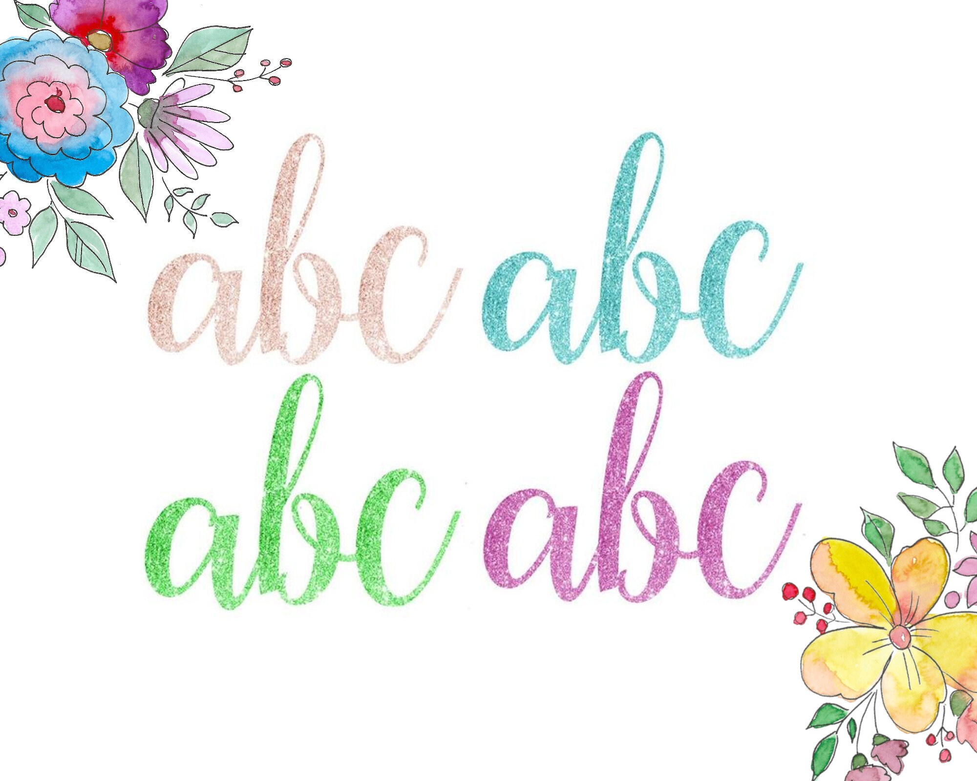 Glitter Alphabet Clip Art Pink Blue Green Purple Alphabet | Etsy