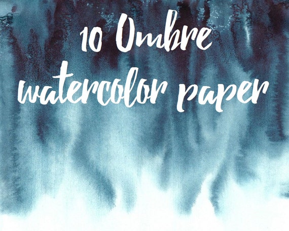 Ombre Digital Paper Borders Background Watercolor Blue Indigo | Etsy