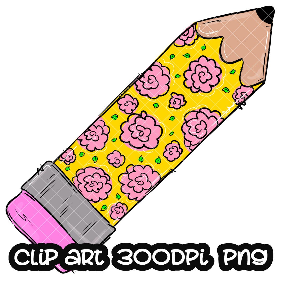 Teacher Sublimation Design PNG Pencil Rose Flowers Hand Drawn Digital ...