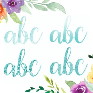 Alphabet Clip Art Glitter Foil Blue Alphabet Digital - Etsy