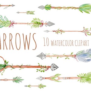 Clipart Hand Painted Watercolor Arrows, Tribal Arrows Digital Clipart ...