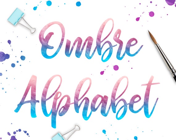 Ombre Watercolor Alphabet Clipart Watercolor Letters Digital | Etsy
