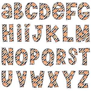 Doodle Letters Halloween, Pumpkin Clipart, Letters Clip Art, Digital ...