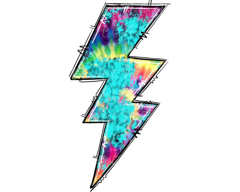 Lightning Bolt Turquoise Tie Dye PNG Sublimation PNG - Etsy