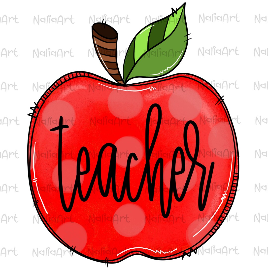 Teacher Apple Sublimation Design PNG Teach Love Inspire Polka Dot Apple ...