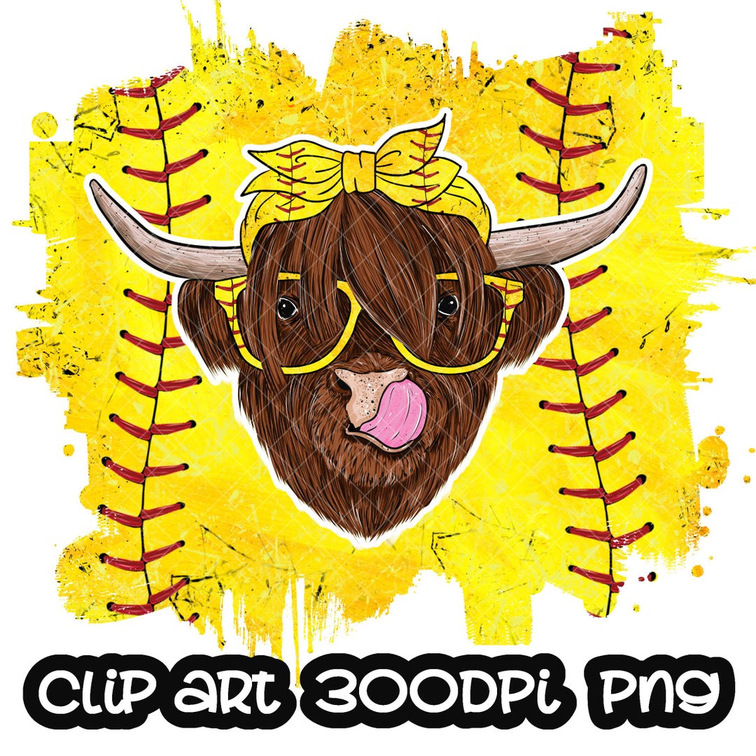 Cow PNG, Softball Cow Highland, Cow Bandana and Glasses Png, Cow Png ...