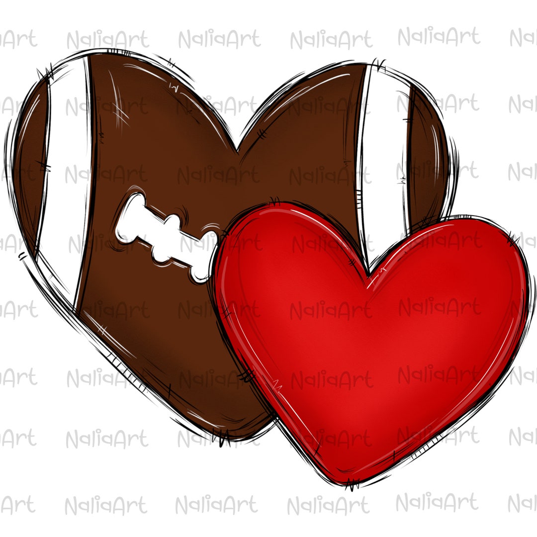 Heart Football Heart Red PNG Sport Heart Heart Watercolor Sublimation ...