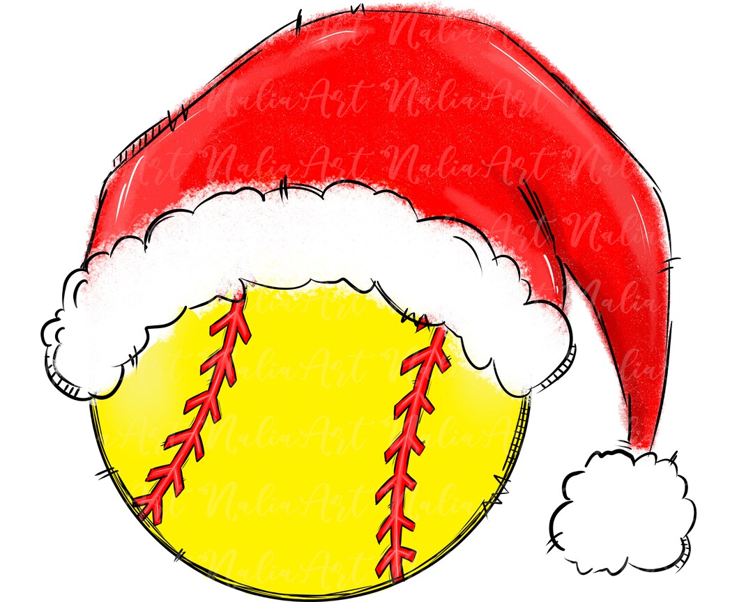 Softball Santa Claus Hat Sublimation Design PNG christmas Clip Art ...