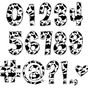 Doodle Letters Black and White Cow Clipart, Letters Clip Art, Digital ...