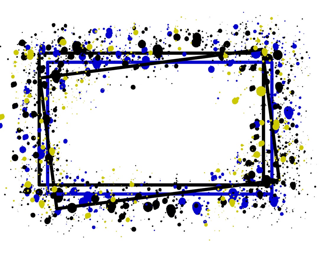 Frame Splatter Blue Yellow Black Background Printable Artwork Splash ...