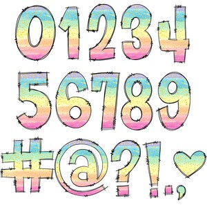Doodle Letters Rainbow Ombre Clipart, Glitter Confetti Letters Clip Art ...