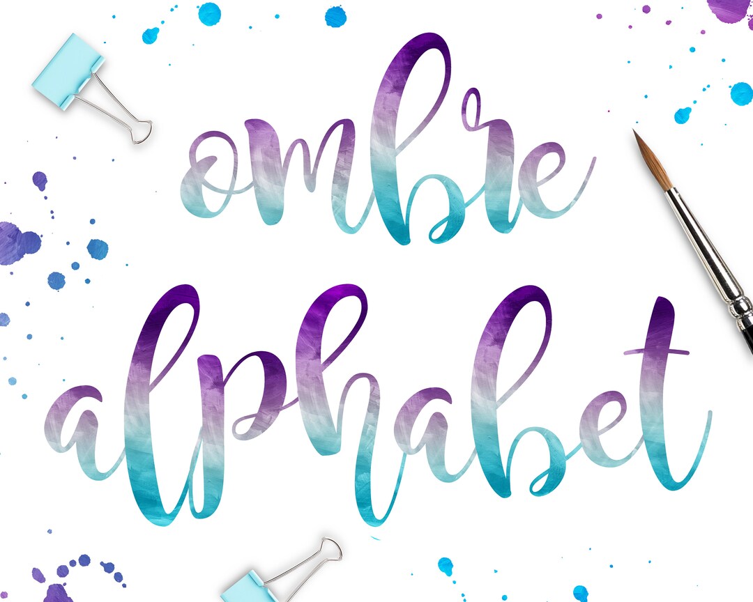 Ombre Watercolor Alphabet Clipart, Watercolor Letters, Digital Clipart ...