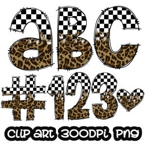 Baseball Doodle Letters Checkered Flag Leopard Clipart, Letters Clip ...