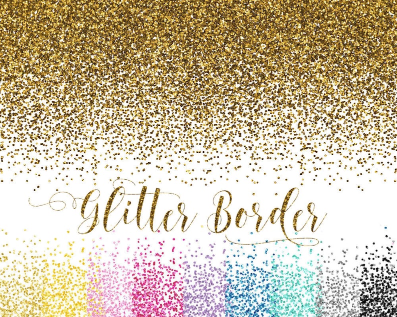 Gold Glitter Border Confetti Bordersclipart Gold Glitter | Etsy