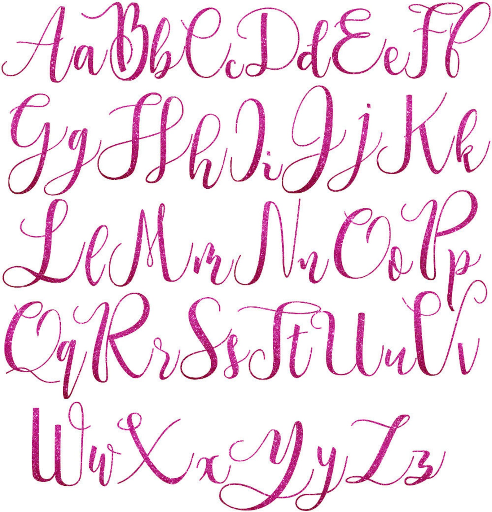 Pink Glitter Alphabet Clip Art Pink Alphabet Digital - Etsy