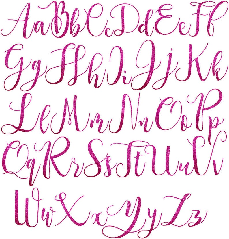Pink Glitter Alphabet Clip Art Pink Alphabet Digital - Etsy