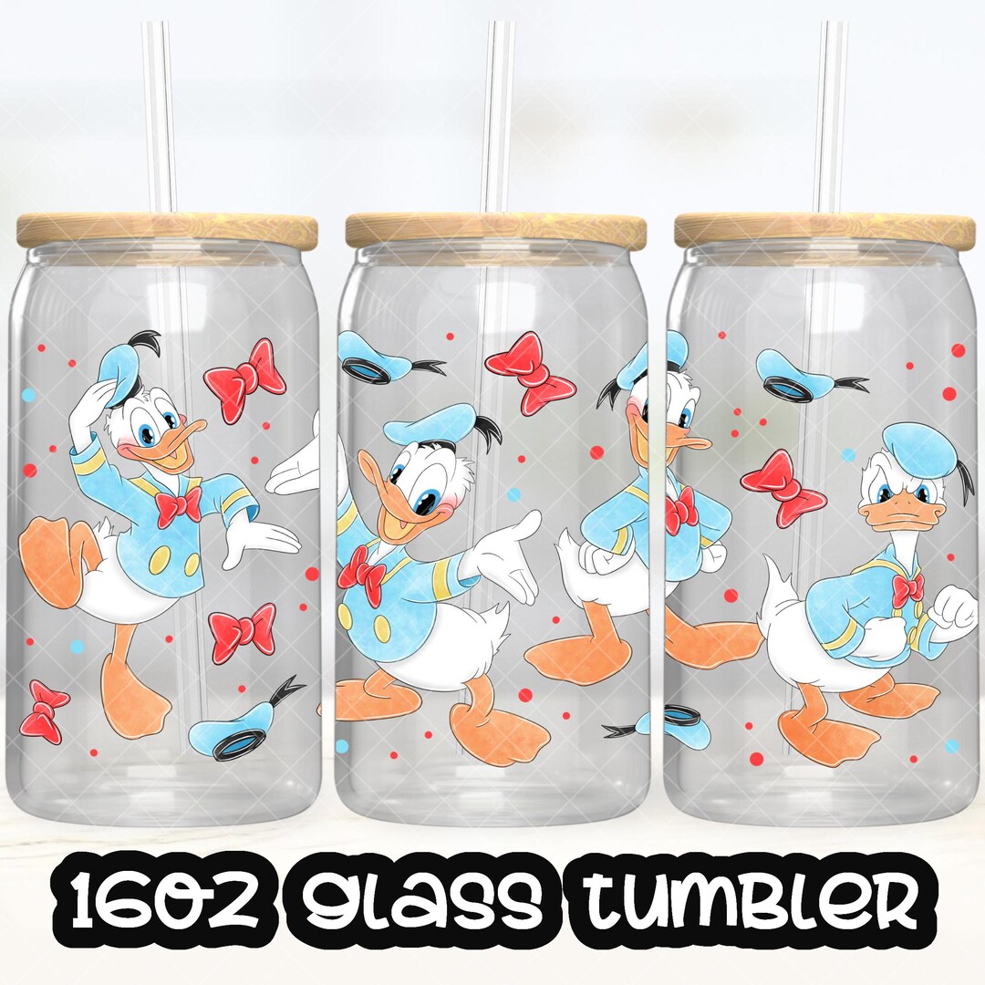 Donald Duck Mickey Mouse Cup PNG File DIGITAL DOWNLOAD 16oz Glass ...