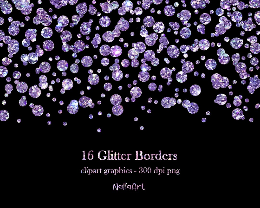 Purple Glitter Border Confetti Borders Clipart Glitter - Etsy