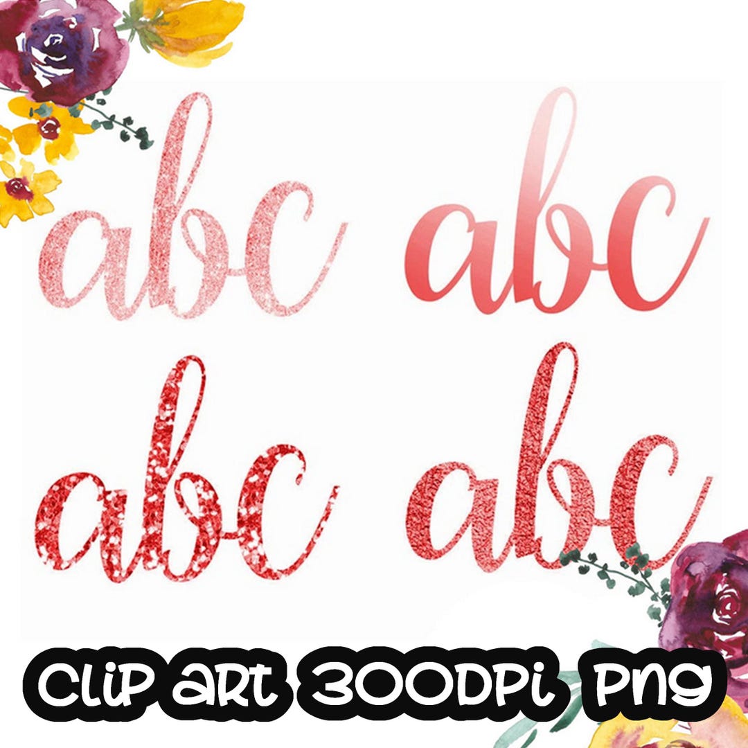 Alphabet Clip Art, Glitter Foil Red Alphabet, Digital Clipart, Letters ...