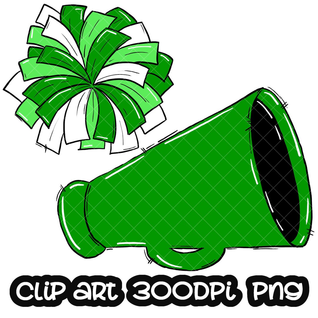 Cheer Poms Megaphone Green | Digital Download Cheerleader Cheerleading ...