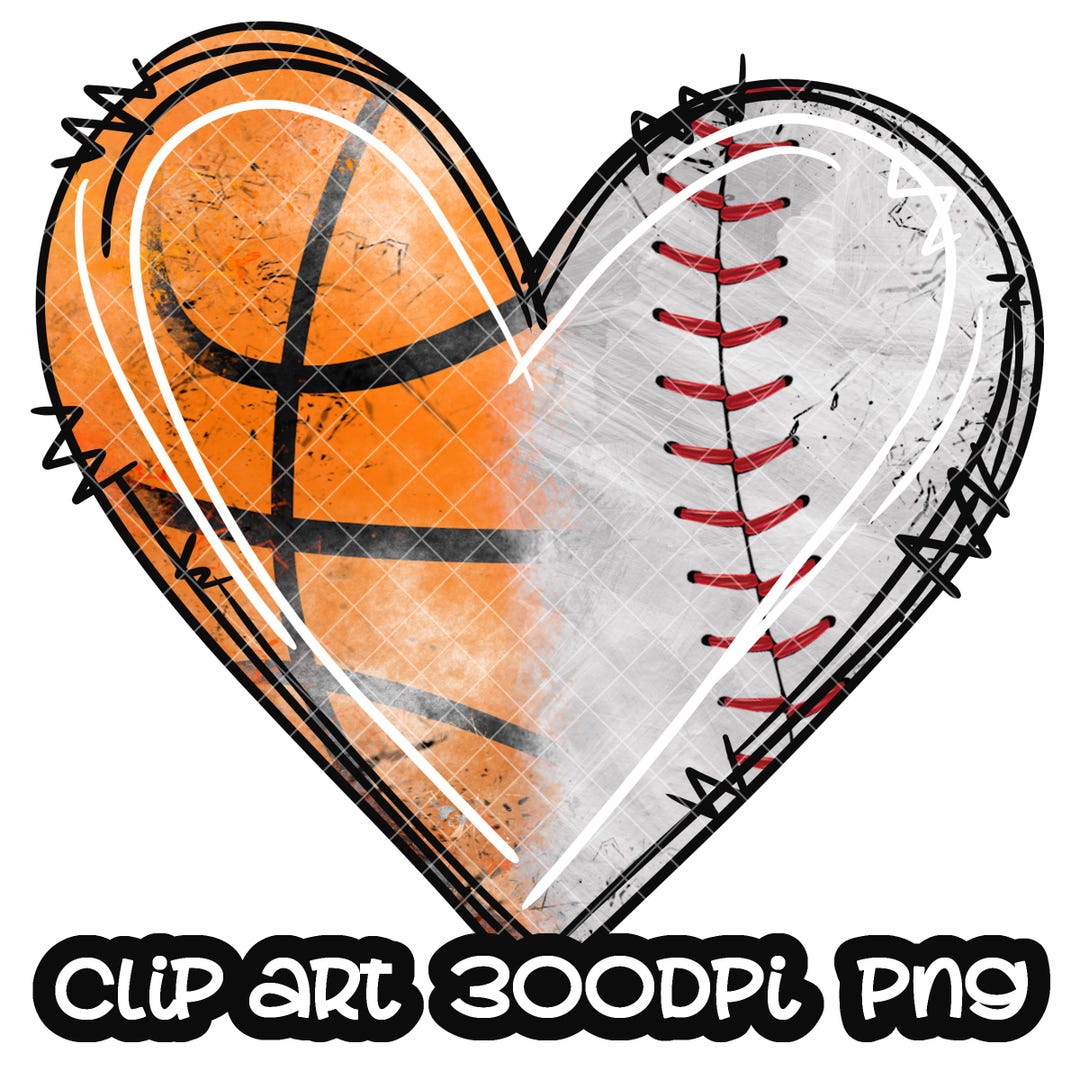 Heart Basketball Baseball | Heart PNG | Sport Heart | Heart Watercolor ...