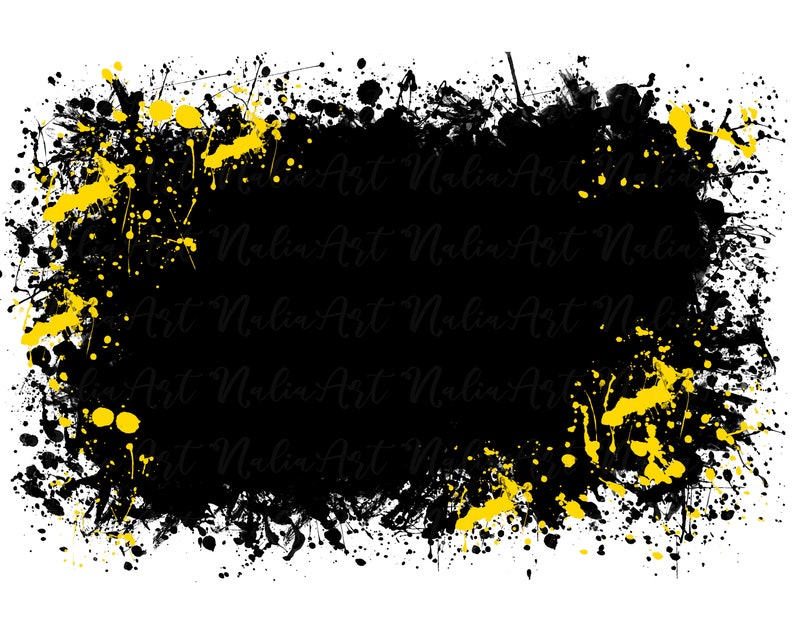 Background Paint Splatter Black Yellow Splash Frame - Etsy