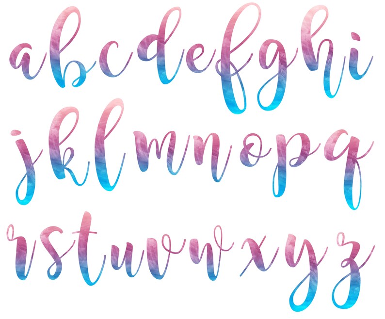 Ombre Watercolor Alphabet Clipart Watercolor Letters Digital - Etsy Canada