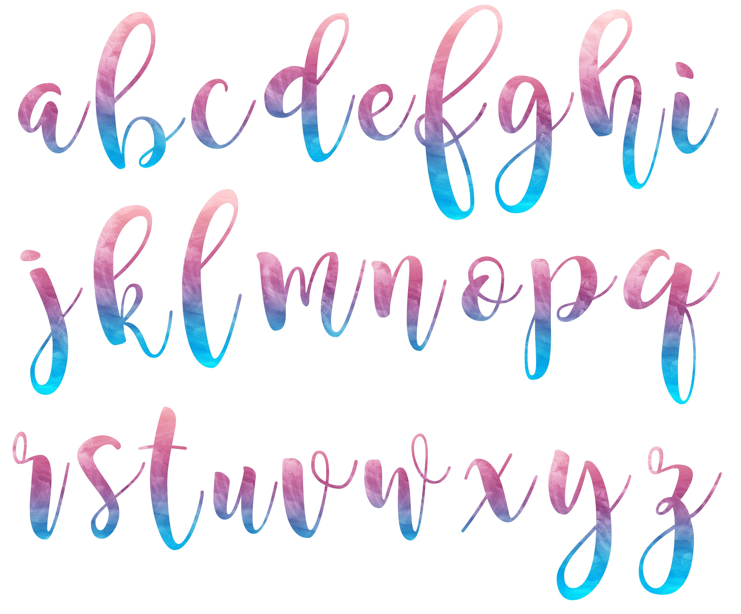 Ombre Watercolor Alphabet Clipart, Watercolor Letters, Digital Clipart ...