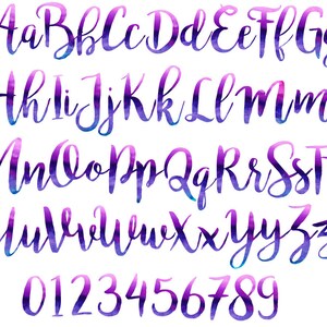 Ombre Alphabet Clip Art, Watercolor Alphabet, Digital Clipart, Numbers ...