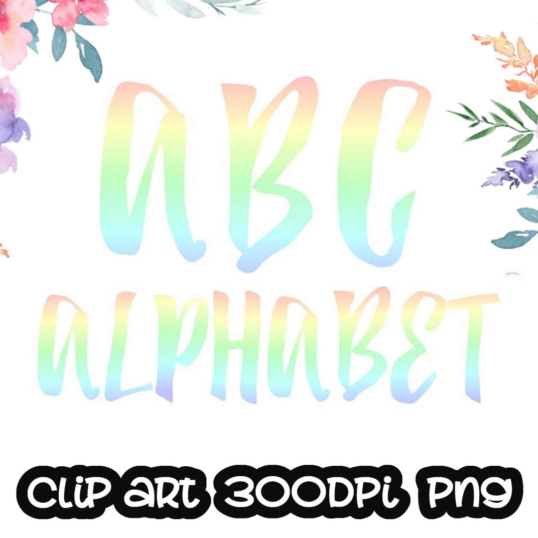 Rainbow Alphabet Clip Art, Ombre Alphabet, Digital Clipart, Font ...